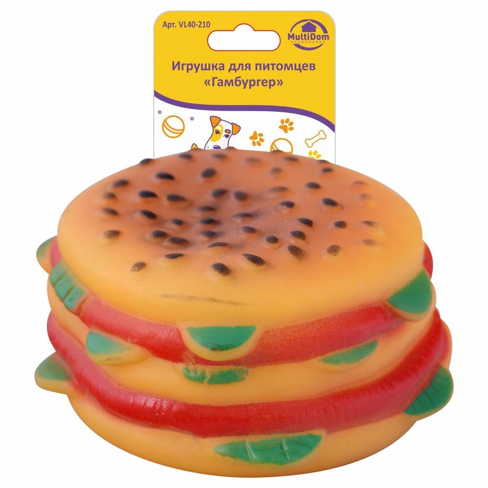 Игрушка для питомцев "Гамбургер". Размер 4,5х8 см из полимерного материала (поливинилхлорид)
