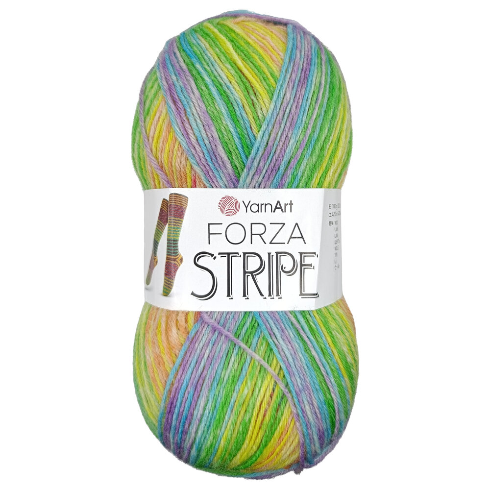 Пряжа для вязания YarnArt Forza Stripe 2810 яркая радуга 100 гр/420 м 75% шерсть, 25% полиамид