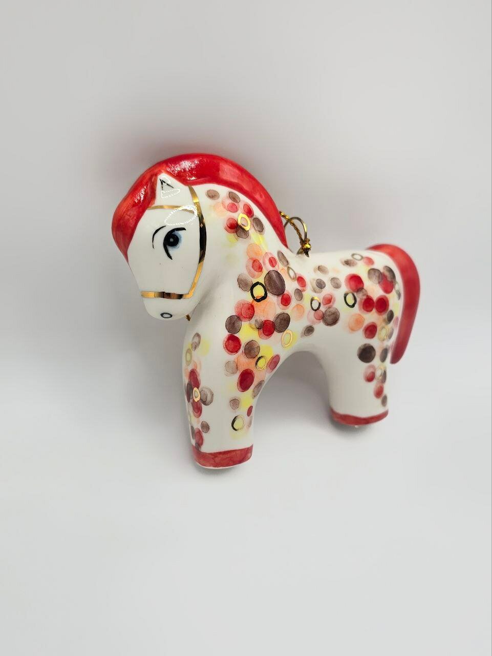 Подвес на елку "Лошадка-мини", авторская ручная работа, фарфор