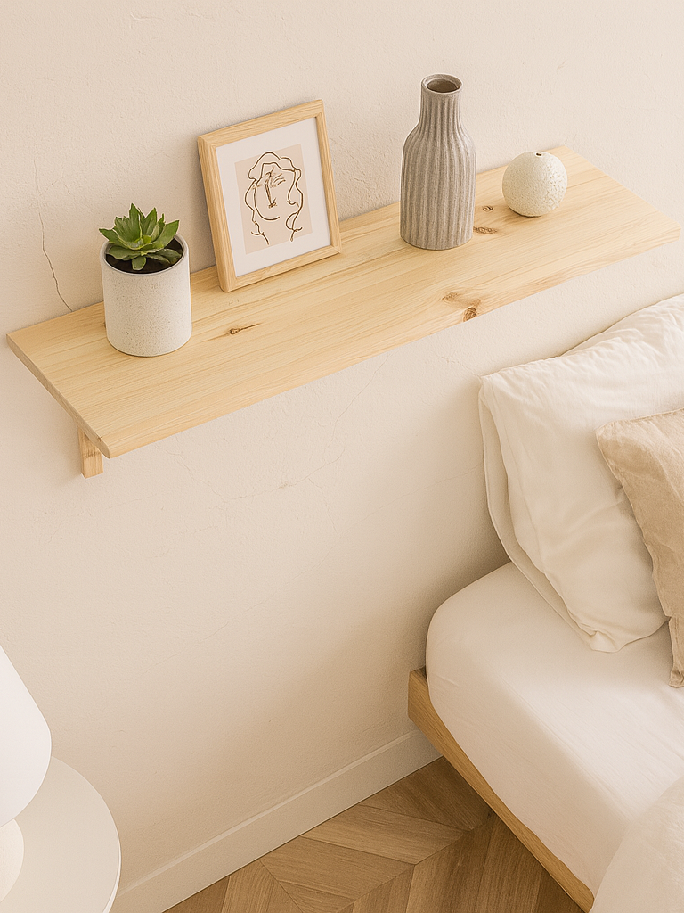 Полка настенная 90*23 см деревянная из массива сосны на кронштейнах