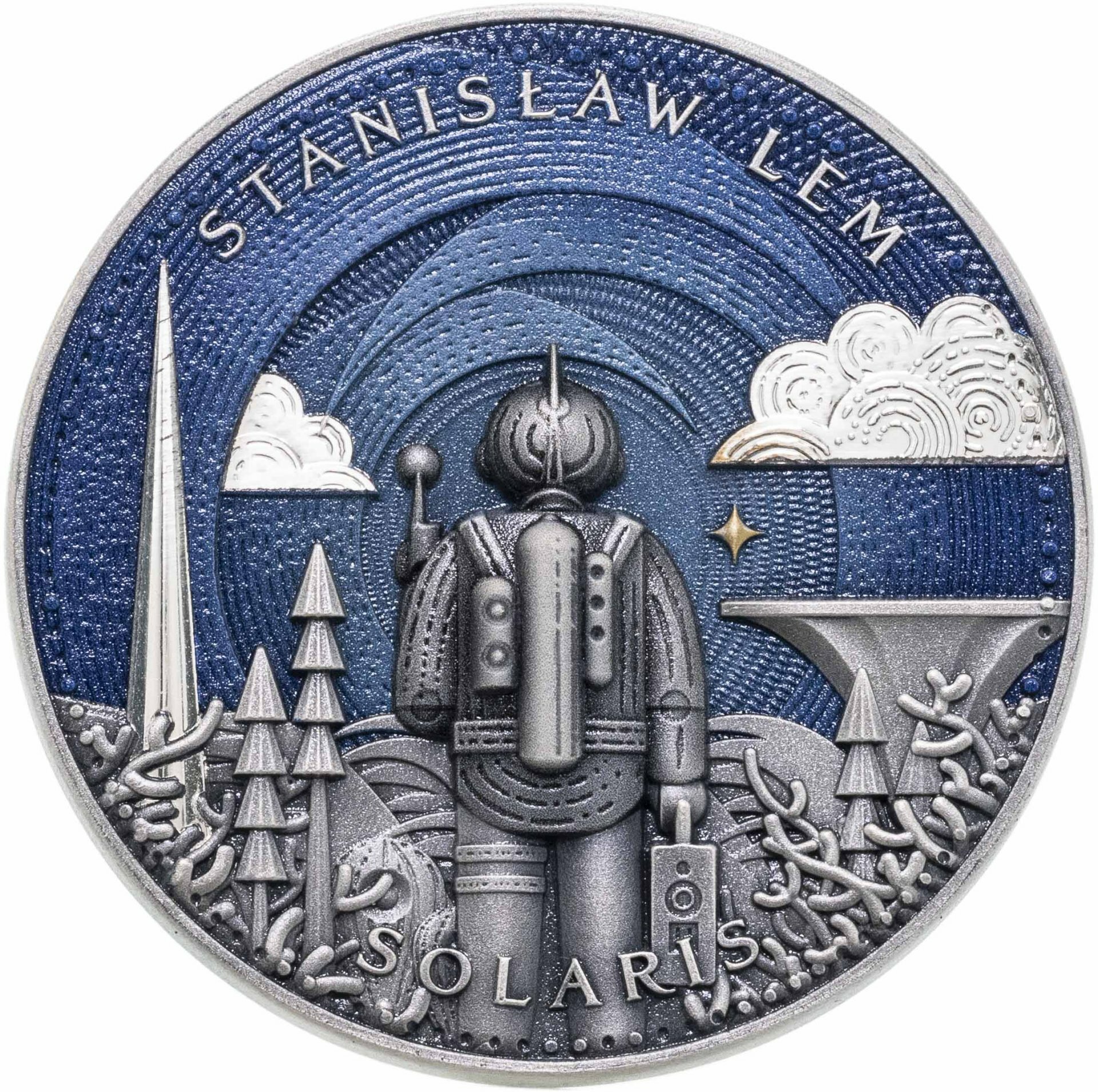 Мальта 10 евро 2022 "Станислав Лем Солярис Космос" в футляре с сертификатом, Серебро 999, в сохранности UNC