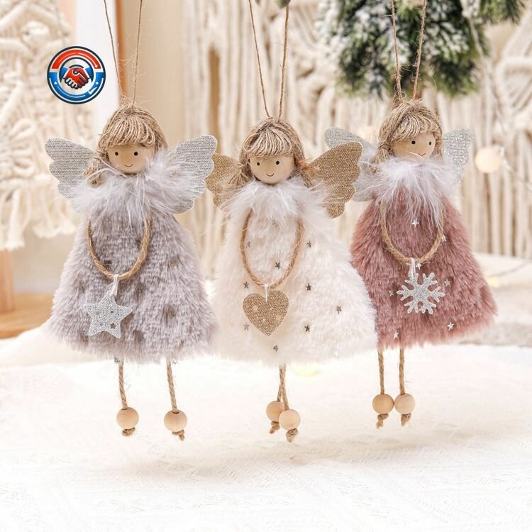 Рождественская подвеска ангел для елки, тканевый декор, символ света и защиты, уютный зимний аксессуар, подарок на Новый год и Рождество