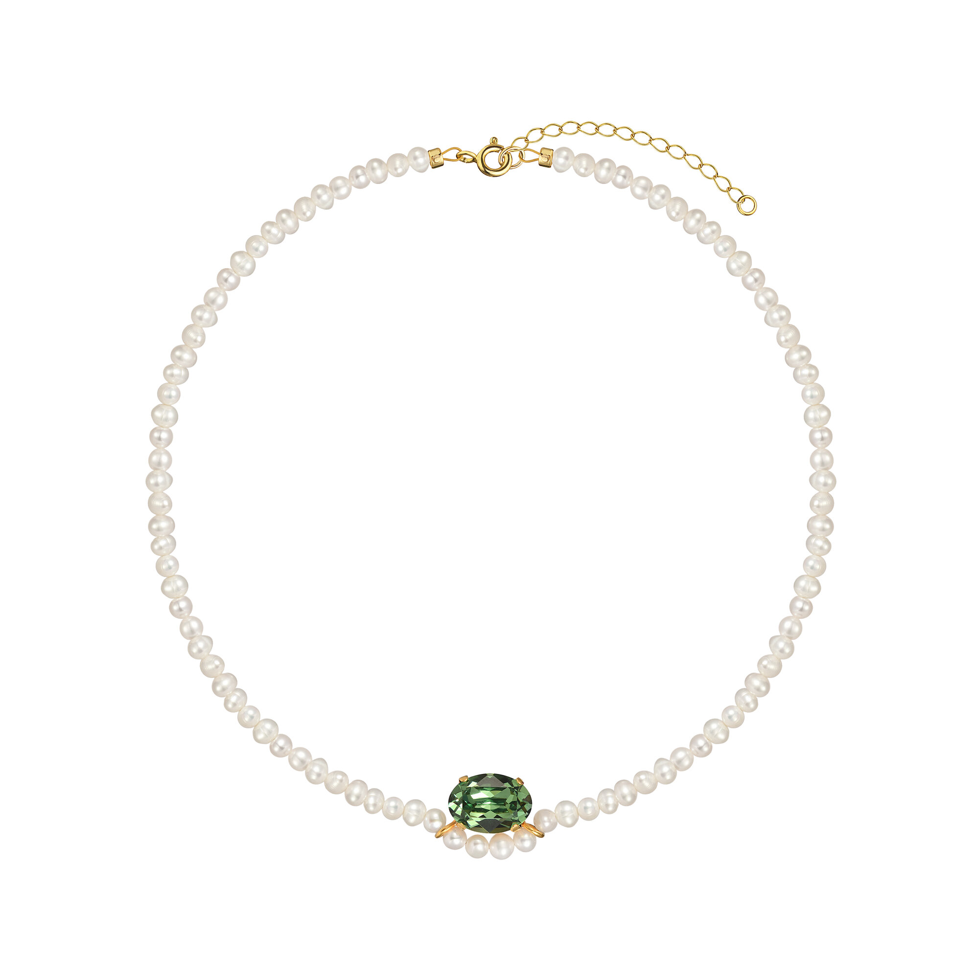 Колье, кристаллы Swarovski, жемчуг пресноводный