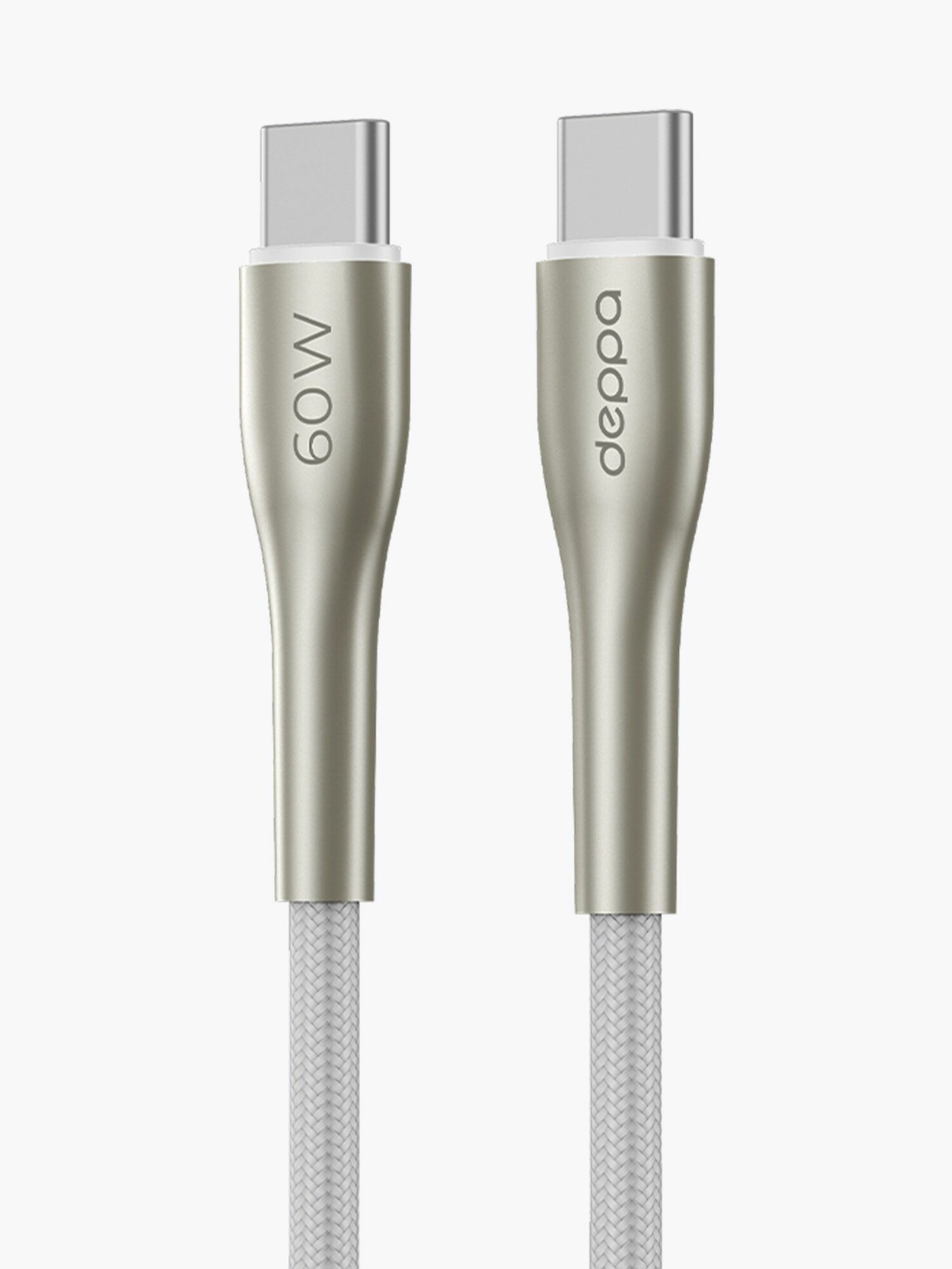 Кабель для зарядки Apollo USB-С - USB-С, 60Вт, 1м, белый, Deppa, 72603