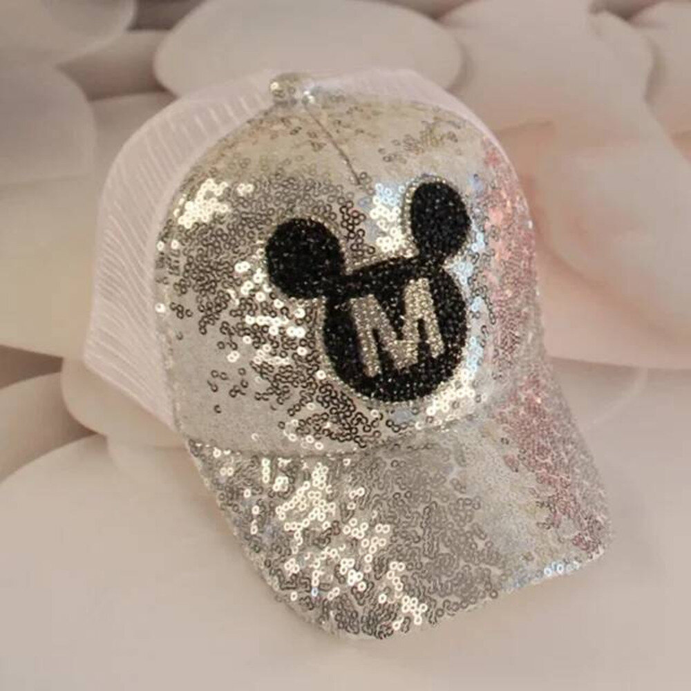 Новая аниме-шапка Disney Микки Маус с регулируемой застежкой, для мальчиков и девочек, дорожная, с пайетками, кепка Минни Маус, детская кепка, подарок для кукол, игрушки для детей 2-8 лет.