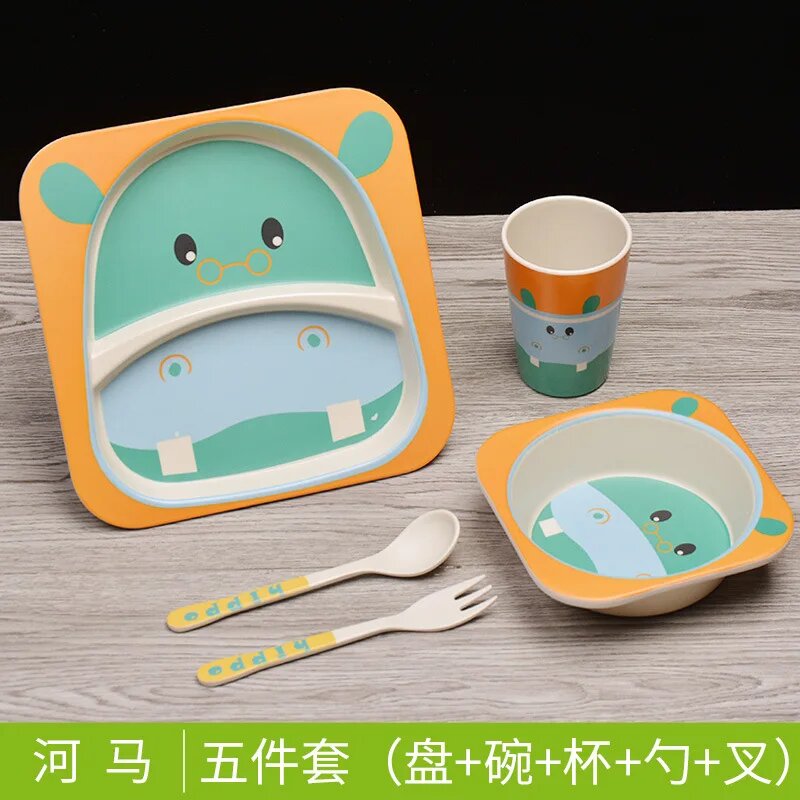 Детская посуда из бамбука Jieyang 5 предметов Hippo