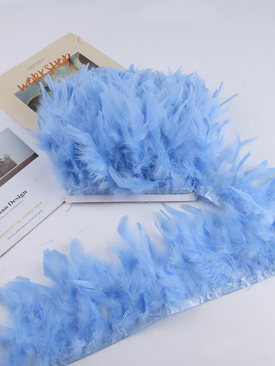 Декоративные перья на ленте для рукоделия, пышные перья марабу на тесьме 1 м, украшение для платья, сумки, головного убора, handmade декор интерьера