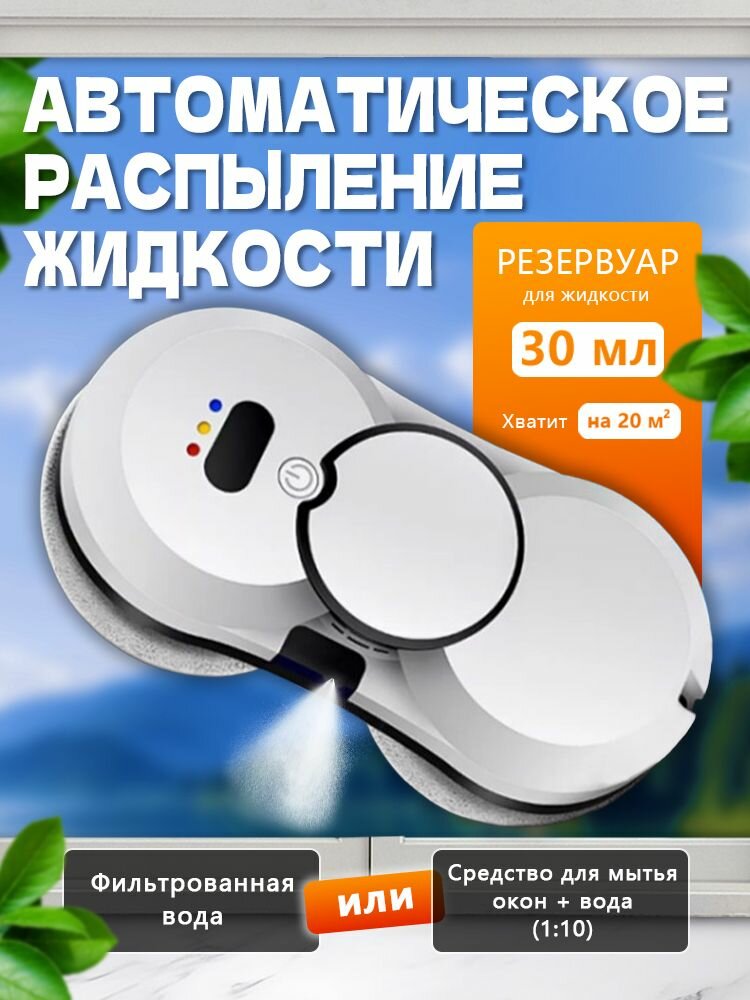 Робот для мытья окон : с 10 салфетками в подарок! Белый, мощный