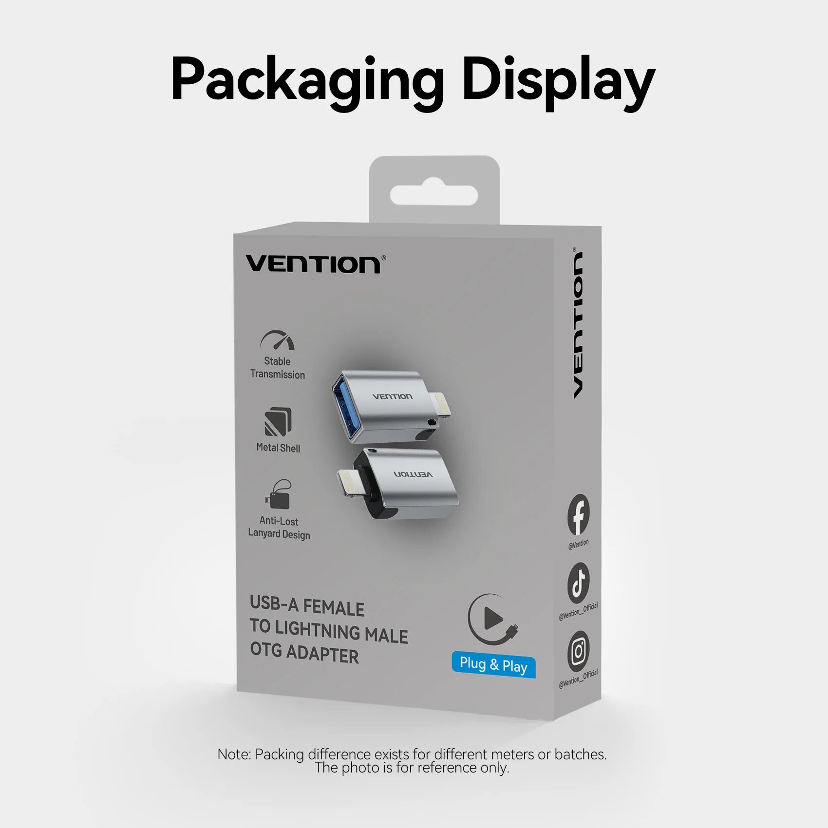 Адаптер Vention USB A для освещения OTG для iPhone 14 13 iPad Xr Pro Max USB-накопитель с подсветкой «папа» на USB A «мама» OTG-адаптер