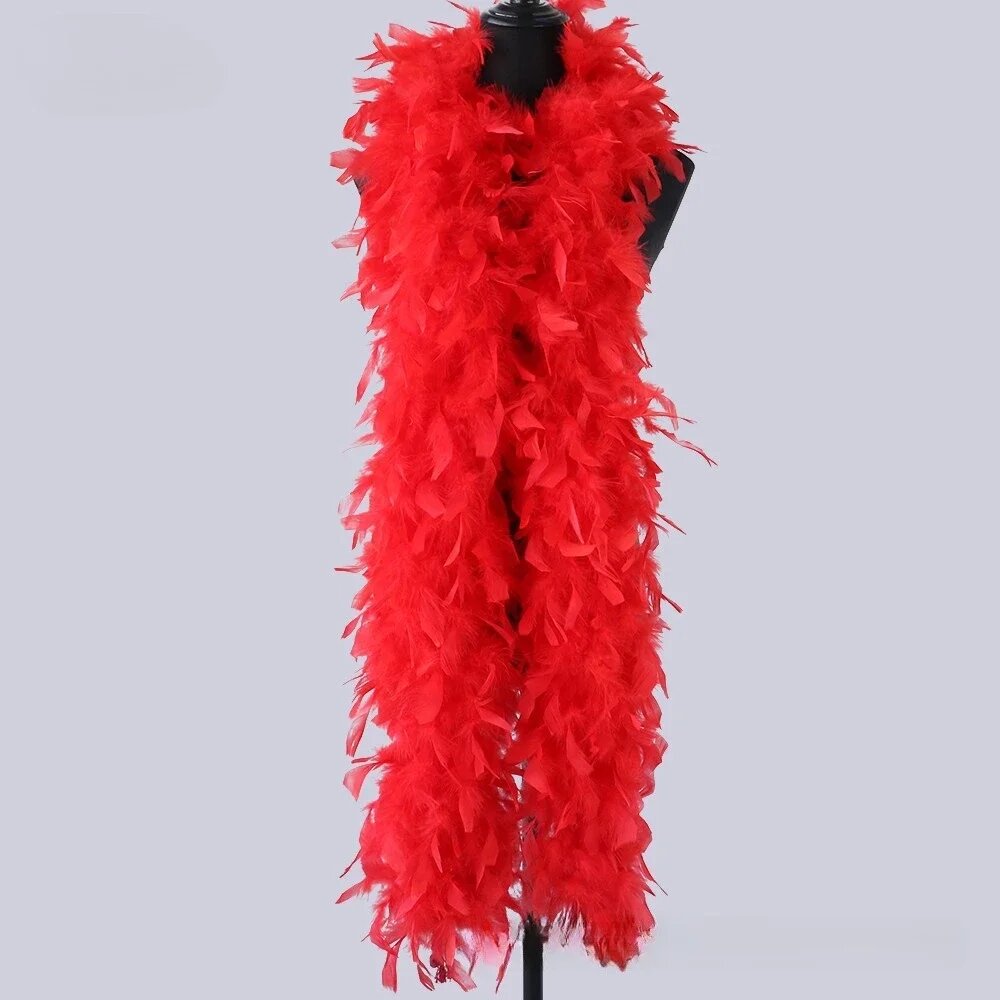 Пушистый красный шарф-боа из перьев индейки Chandelle Красный, 60G, red