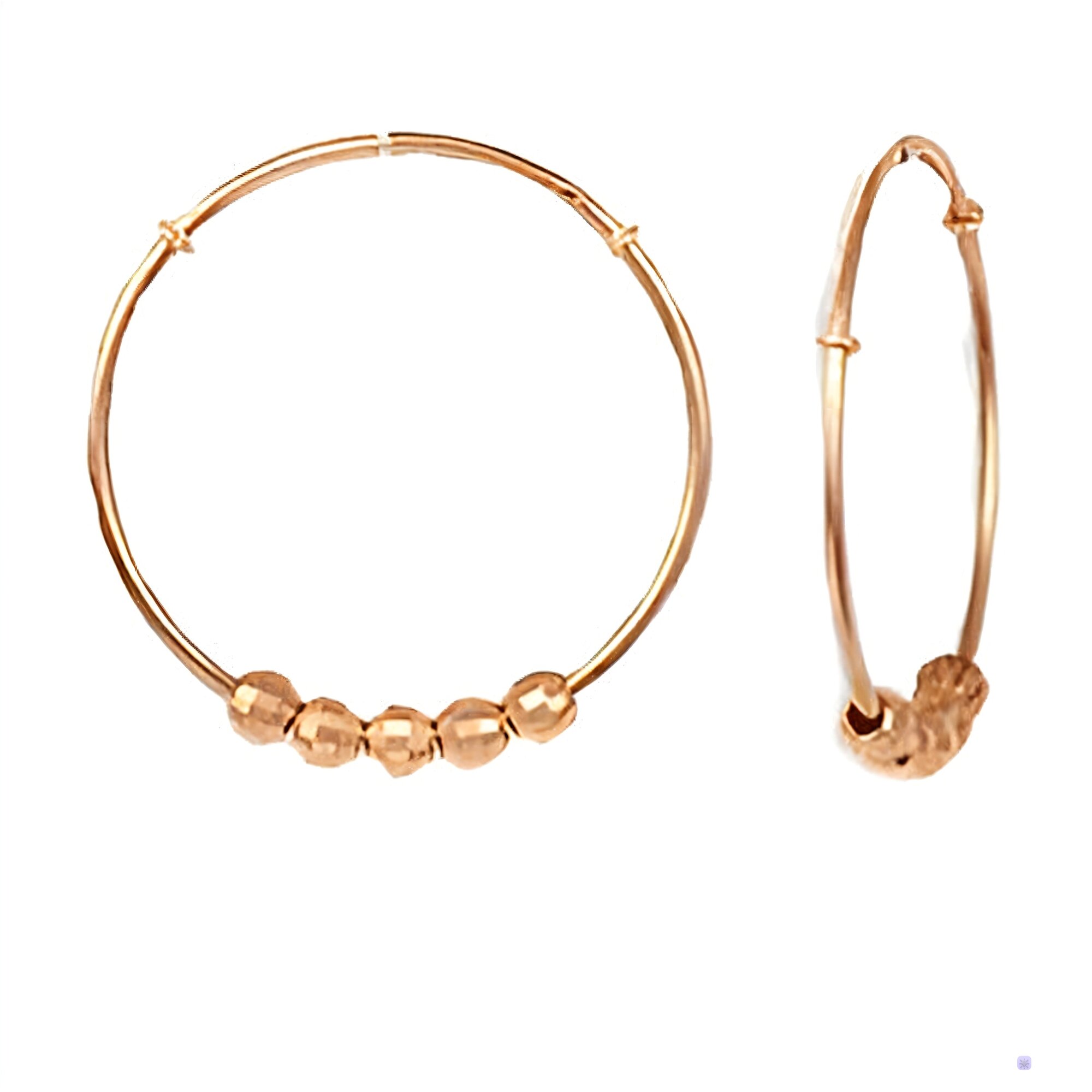 Серьги конго, красное золото, 585 проба, гравировка