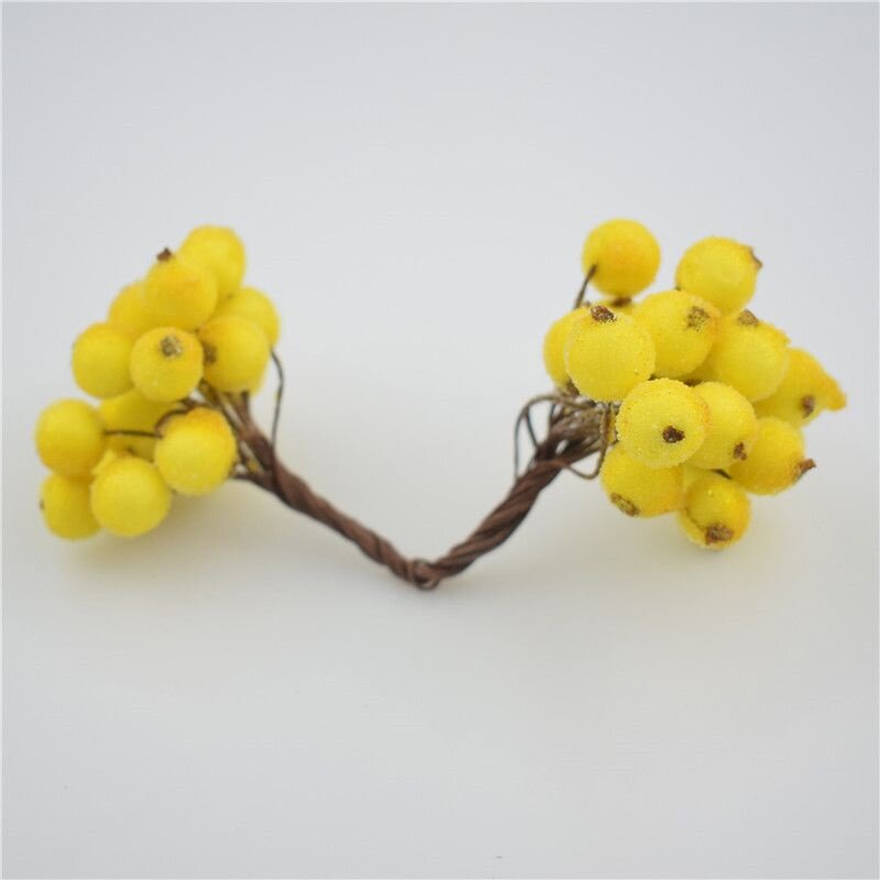 Cheerful mini christmas foam frosted holly berry flower for adding holiday spirit yellow