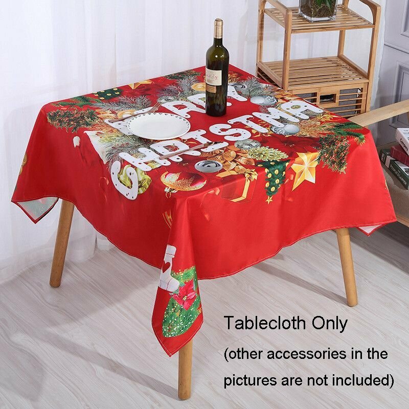 Vibrant printing christmas table cloths for home ornamentation in vivid colors red 140 140cm