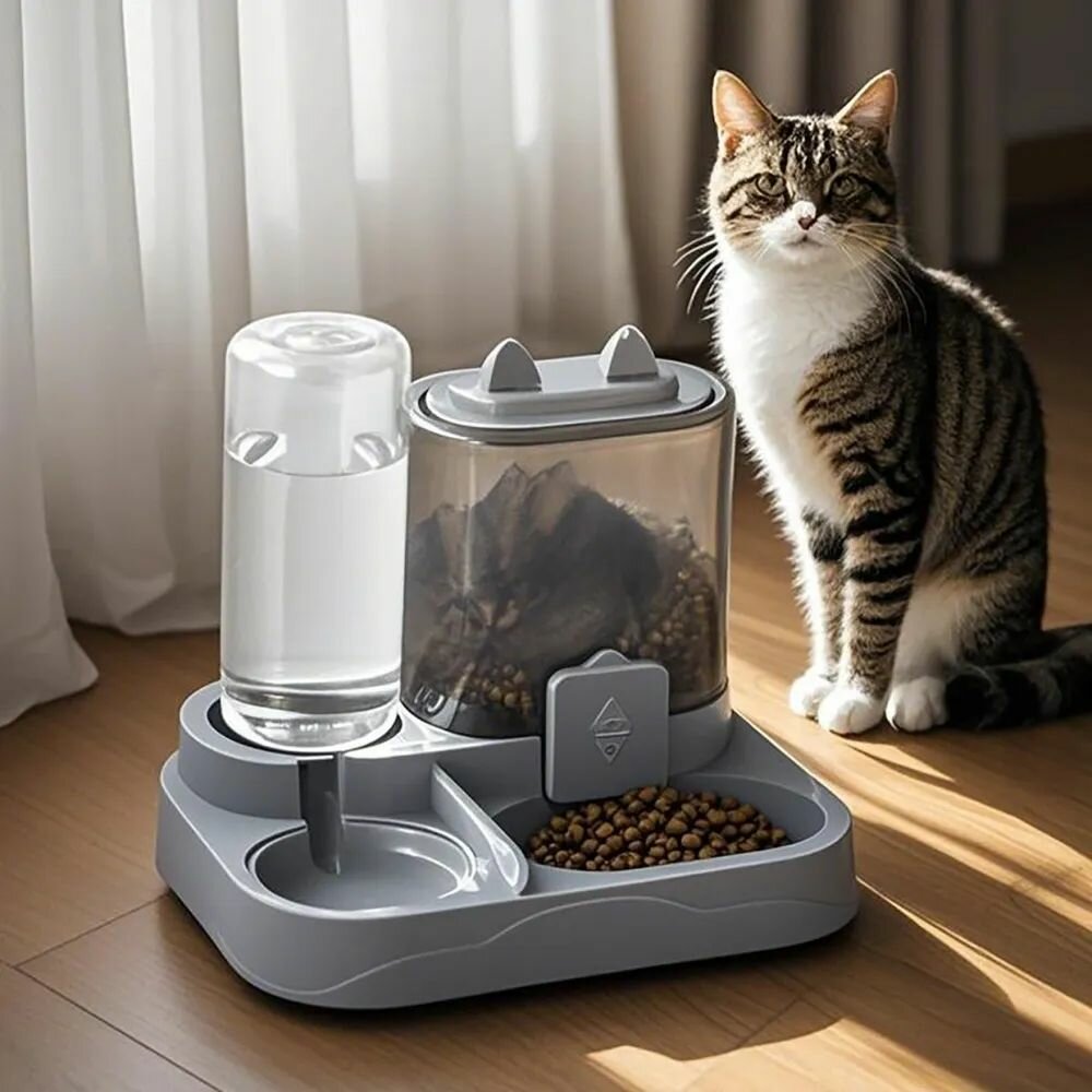 Автоматическая кормушка для домашних животных 2-в-1, поилка для воды, подходит для собак и корм для кошек сухой