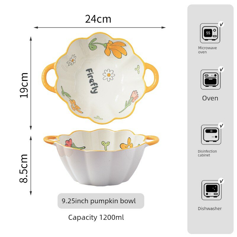 Керамическая суповая миска с двумя ручками, новая модель 2025 года, для домашнего использования, эстетичная миска для