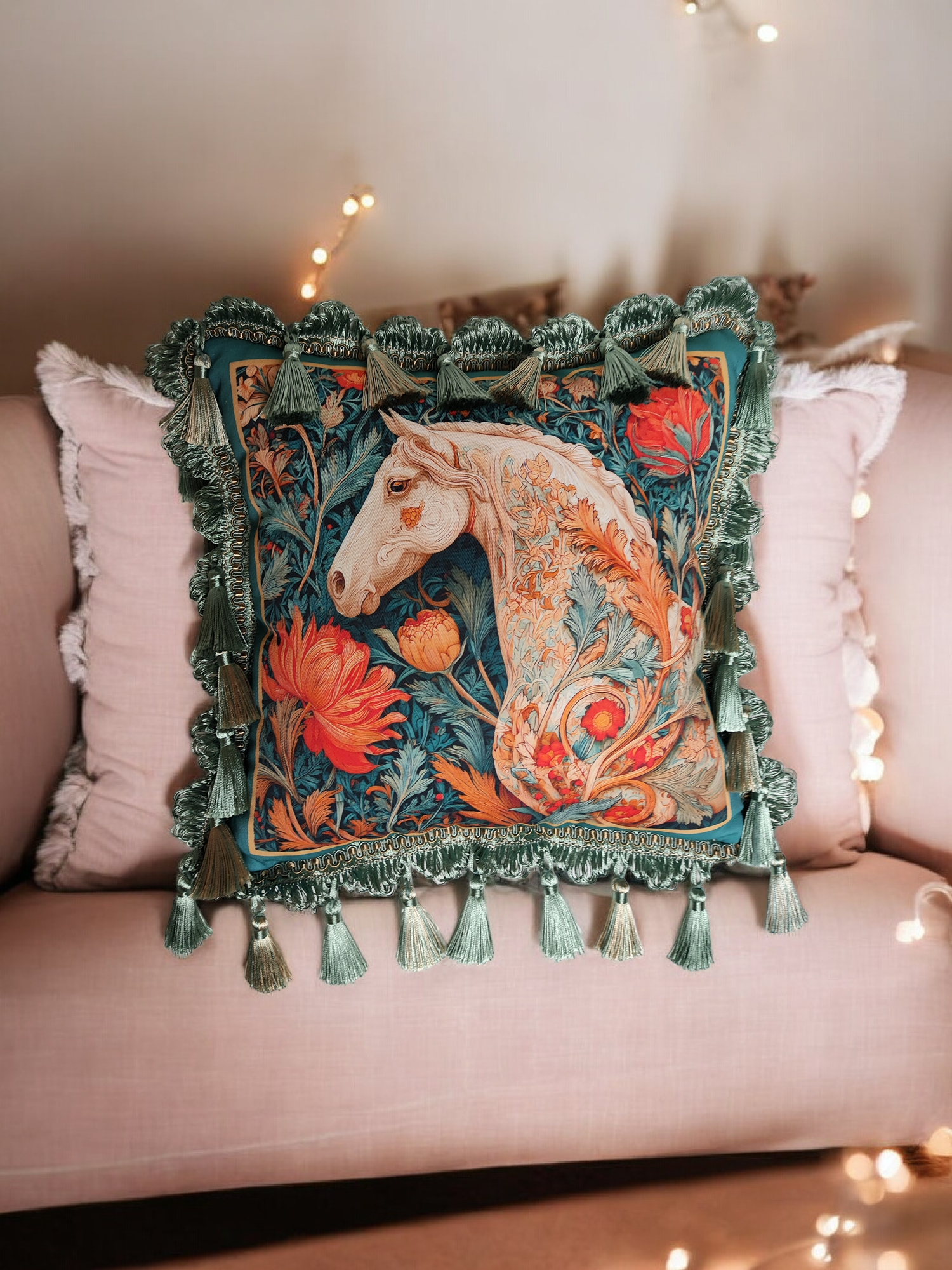 Подушка интерьерная декоративная Лошадь двухсторонняя, подарок женщине на 8 марта, ручная работа, уникальный дизайн