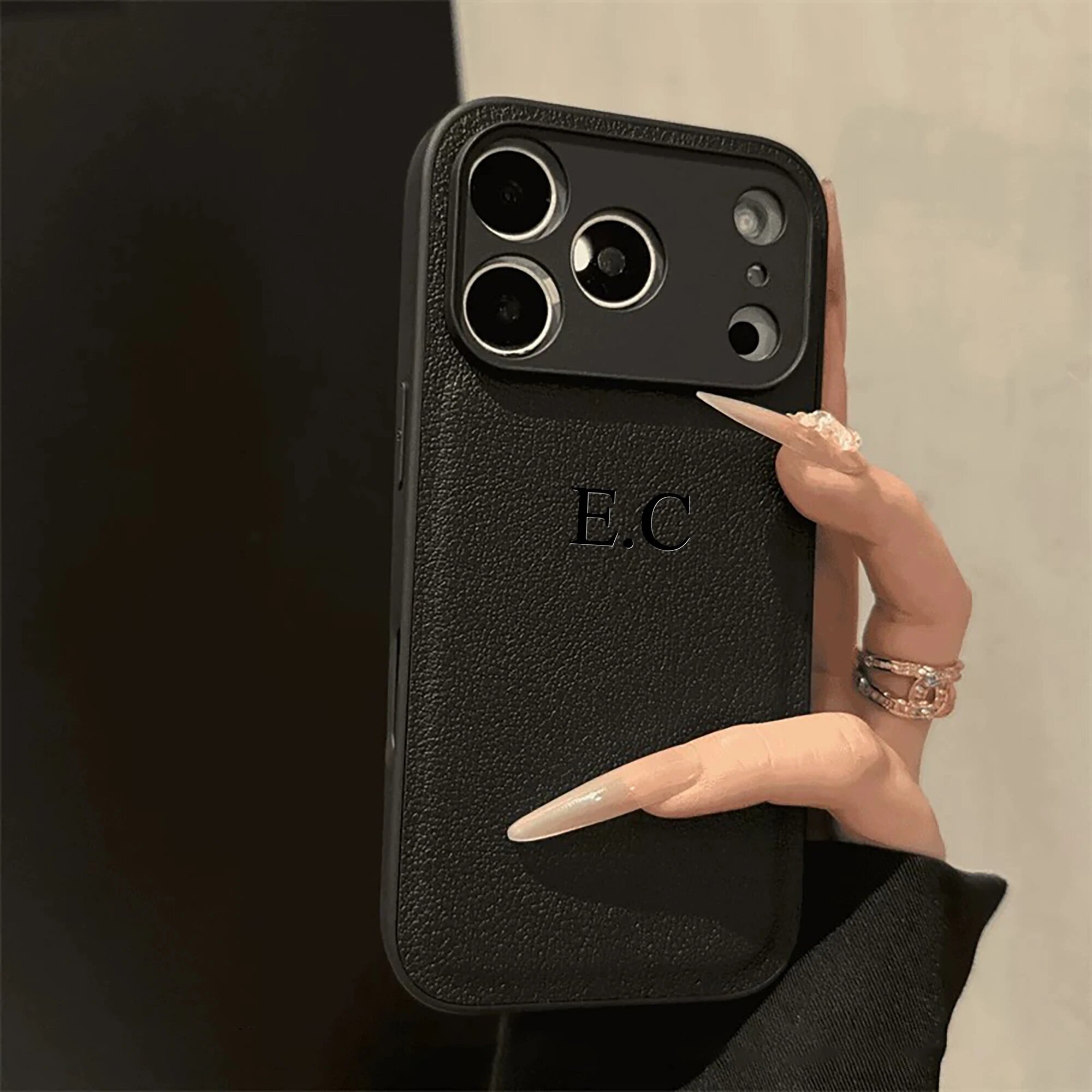 Персонализированный чехол для телефона из искусственной кожи с Черный, black, For iPhone 17 ProMax