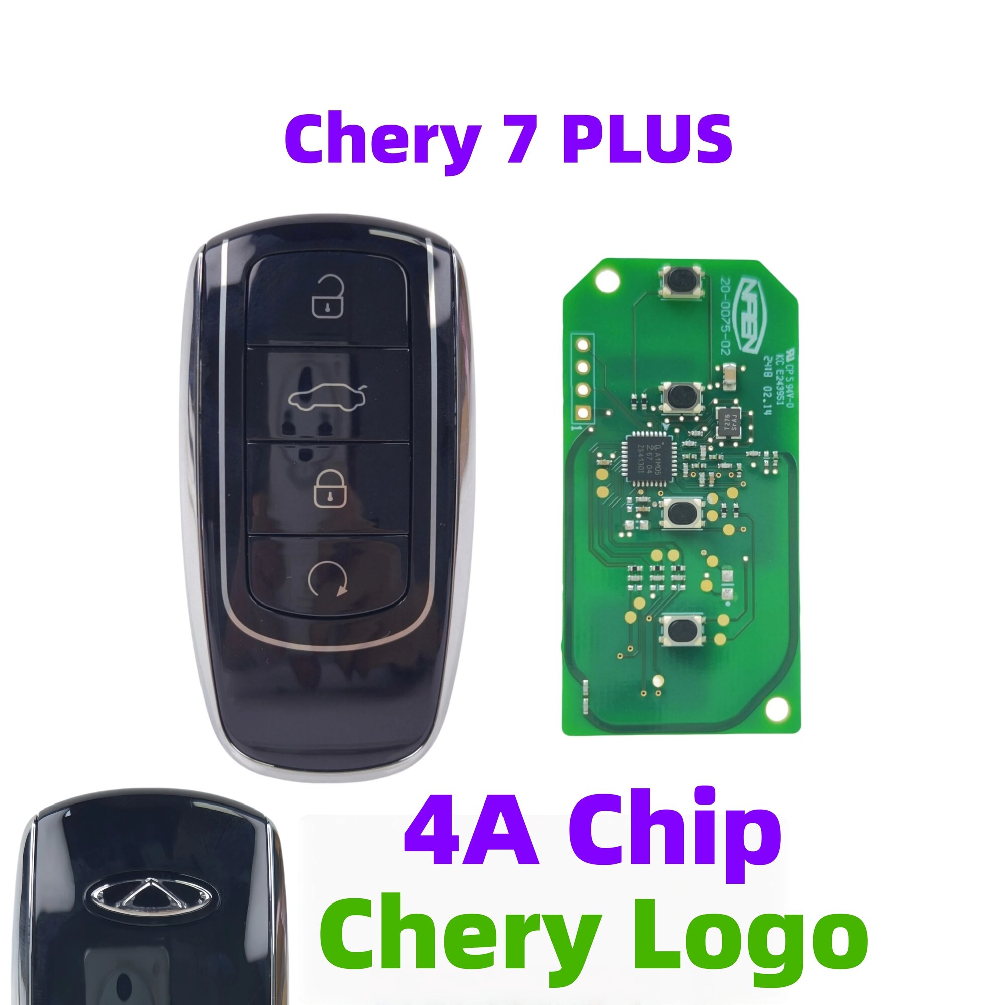 Алгер-ключи Смарт-ключ Дистанционный ключ для Chery Tiggo 7 8 pro 8 PLUS Omoda 5 Omoda C5 47 Чип 4A Чип 4 кнопки 433 МГц FOB Бесключевой 4A Chip Chery Logo
