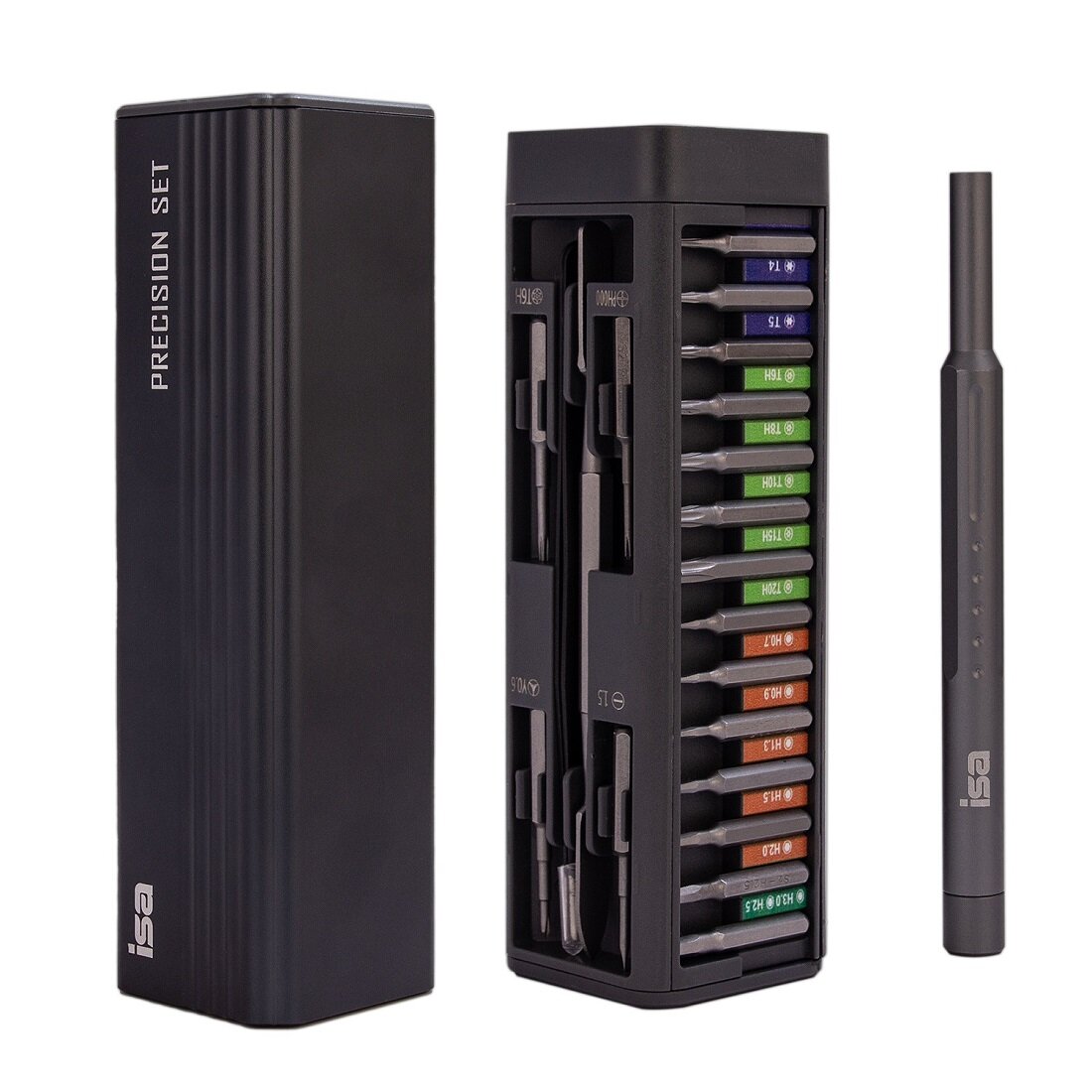 Набор отверток 49 в 1 ISA, легированная сталь, металлический футляр, серый