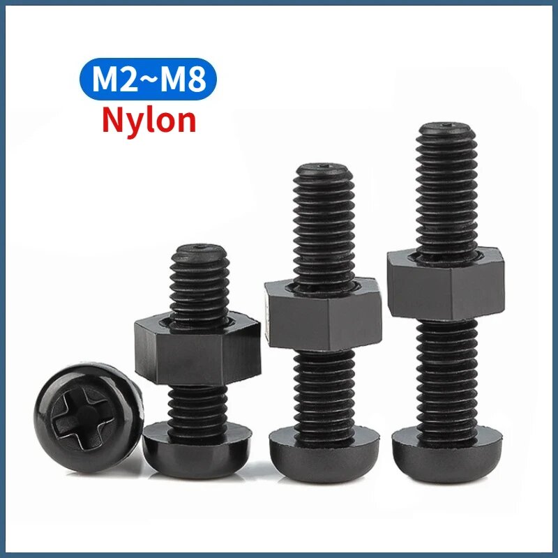 Нейлоновые винты M2-M8, длина 8mm