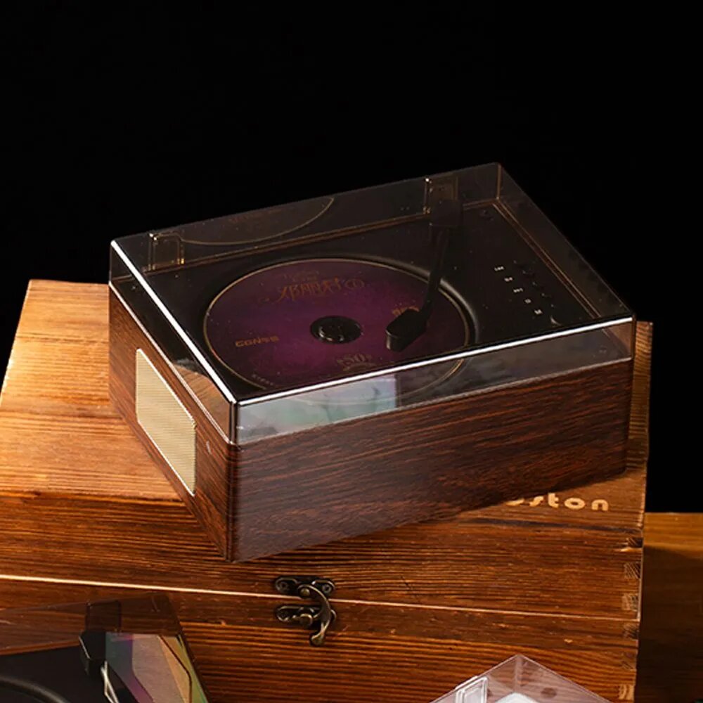 CD-проигрыватель ретро виниловый проигрыватель с CD-диском USB, коричневый — фото 1