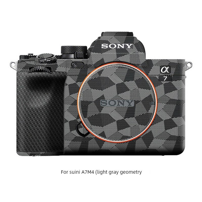 Защитная пленка для Sony A7M4 - Светлый серый геометрический с черной матрицей, углеродное волокно матовое 3M (1 шт.)