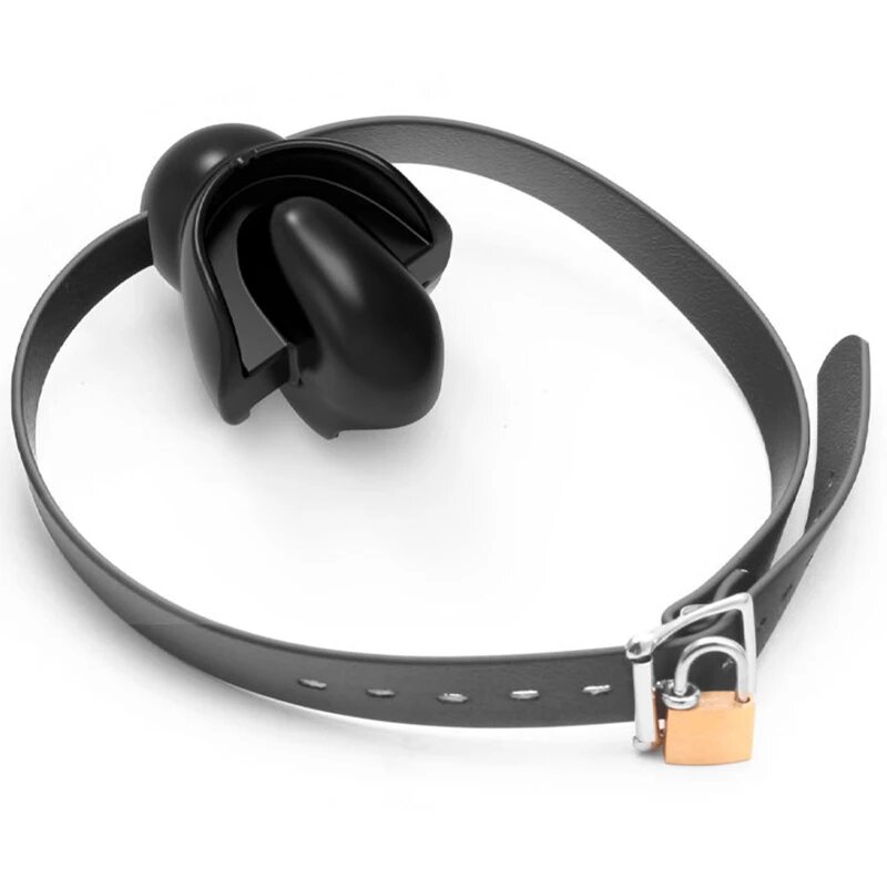 Запираемый BDSM-фиксатор для рта с замком, фетиш-аксессуар для фиксации языка, секс-игрушки Black