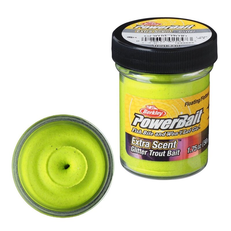 Паста форелевая Berkley PowerBait Extra Scent Glitter Chatreuse Cheese