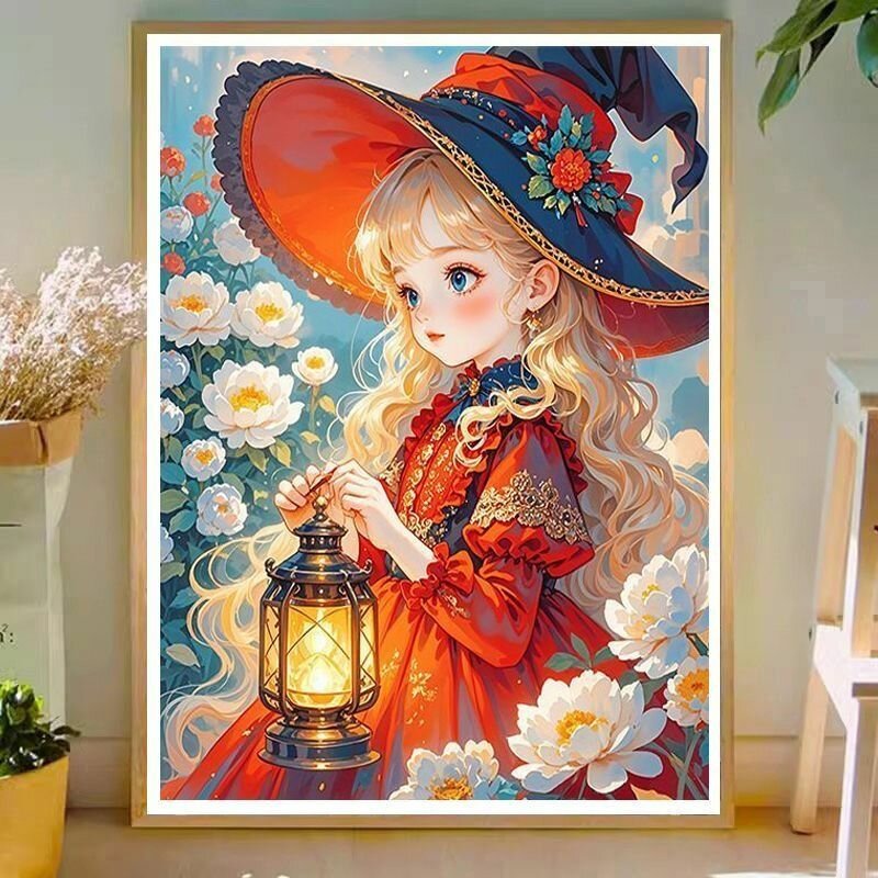 Эксклюзивный набор для вышивки 40х50 см с мультяшной девочкой, выполняемой крестиком на 11CT канве в 3 нити