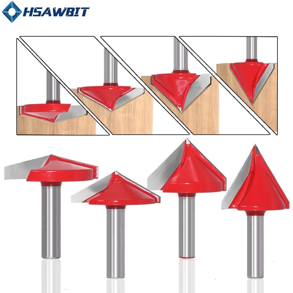 1 шт, V-образная фреза по дереву,120 градусов c хвостовиком 8mm HSAWBIT,8x38mm