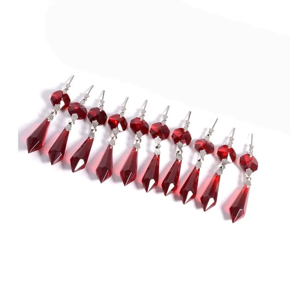 Бордовые хрустальные подвески для люстр, red, Color: Бордовый