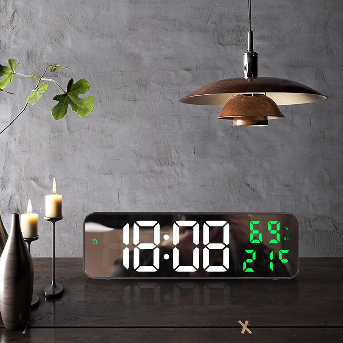 SmartSync LED Wall Clock с регулируемым дисплеем и датчиком температуры, питание USB/батарейки, двуцветный дизайн, оформление дома и офиса, синий цвет, пластик, LCD экран, 3 x AAA батарейки (не включены), размер упаковки 24x8x4 см, общий вес 233г/0.52
