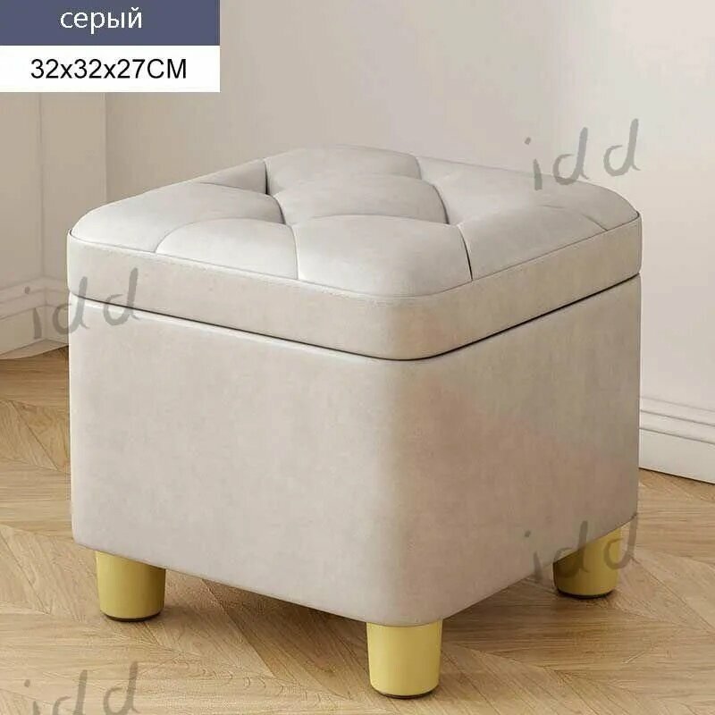 Пуф, Бархат, Искусственная кожа, 32х20х27 см