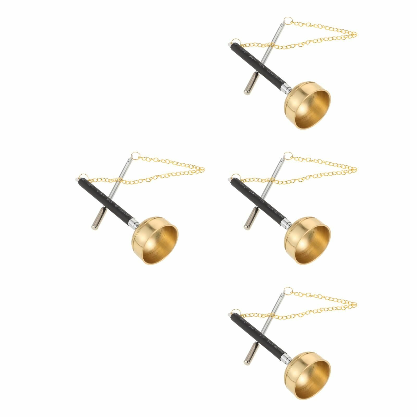 Набор из 4 медных ритуальных буддийских колоколов с выдвижной ручкой, черный цвет, для использования в храме и дома