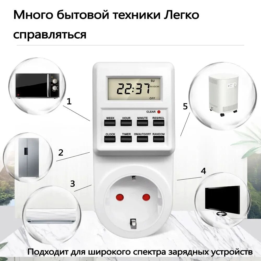 Умная розетка с таймером, электронный программируемый таймер для включения и выключения электроприборов
