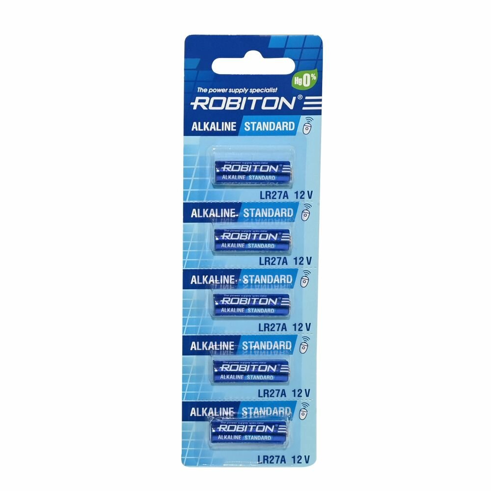Батарейка 5 шт. типоразмера LR27A (27A, A27, MN27, L828F, L828, LR27, LR828, V27A, 4227, A27S) / ROBITON