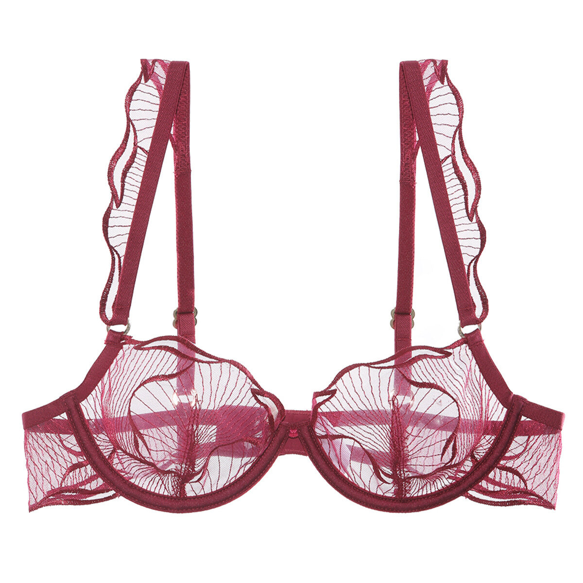 Ультратонкий комплект сексуального нижнего белья в европейском и американском стиле, выполненный во французском стиле: высококачественный бюстгальтер и трусики. Топ бордового цвета.