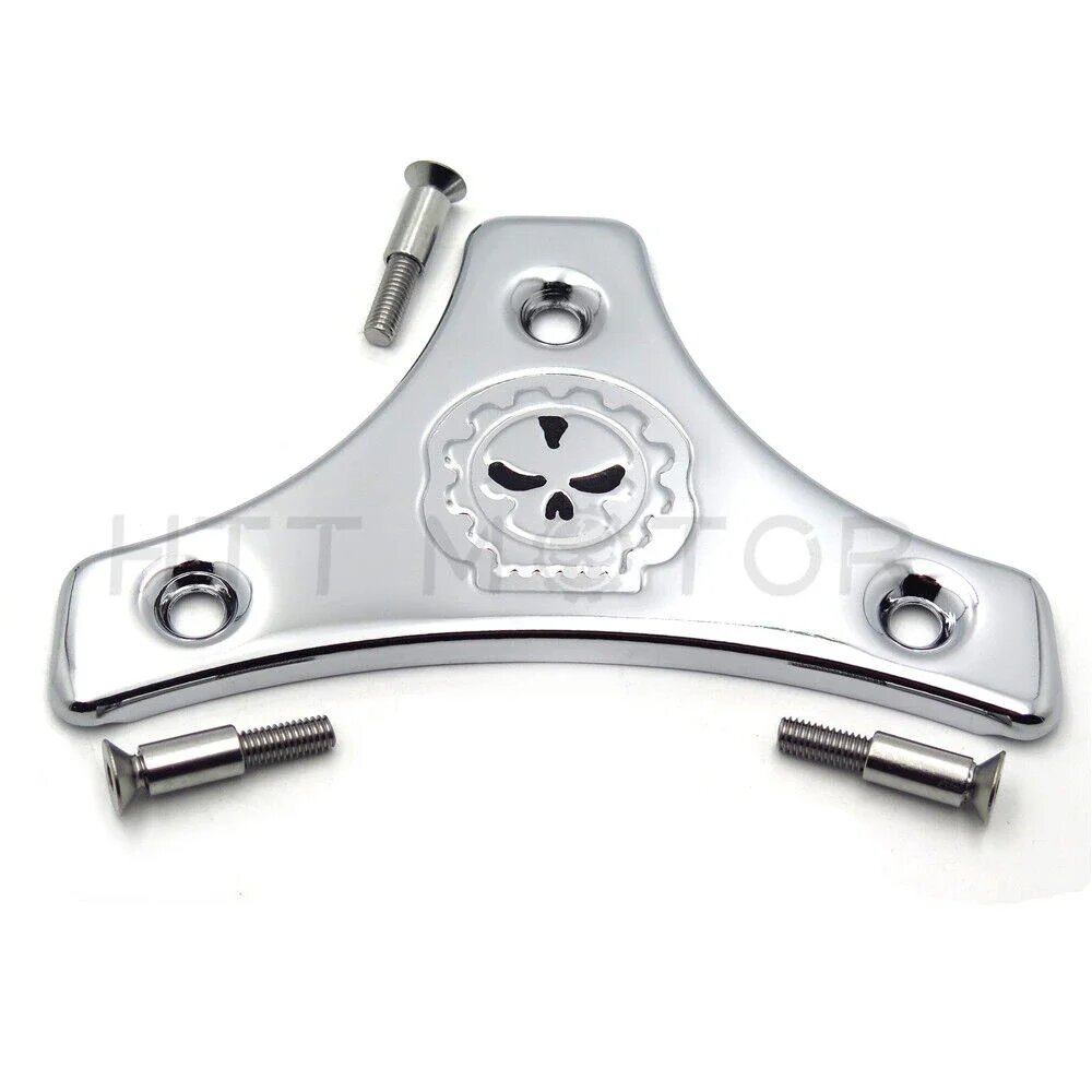 Комплект крепления накладки на спинку Sissy Bar с пластиной черепа для Harley Davidson Touring 2009-2023, аксессуары для мотоциклов Road Glide Серебряный, MT501-05-03-S-CD-XIN