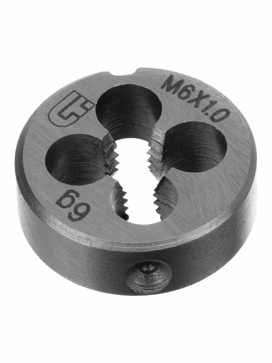 Плашка для резьбы М6 х 1.0 мм, сталь 9XC, СИБРТЕХ 77017