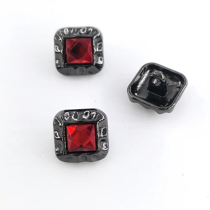Пуговица с красным камнем, 12 мм, F989 red bk
