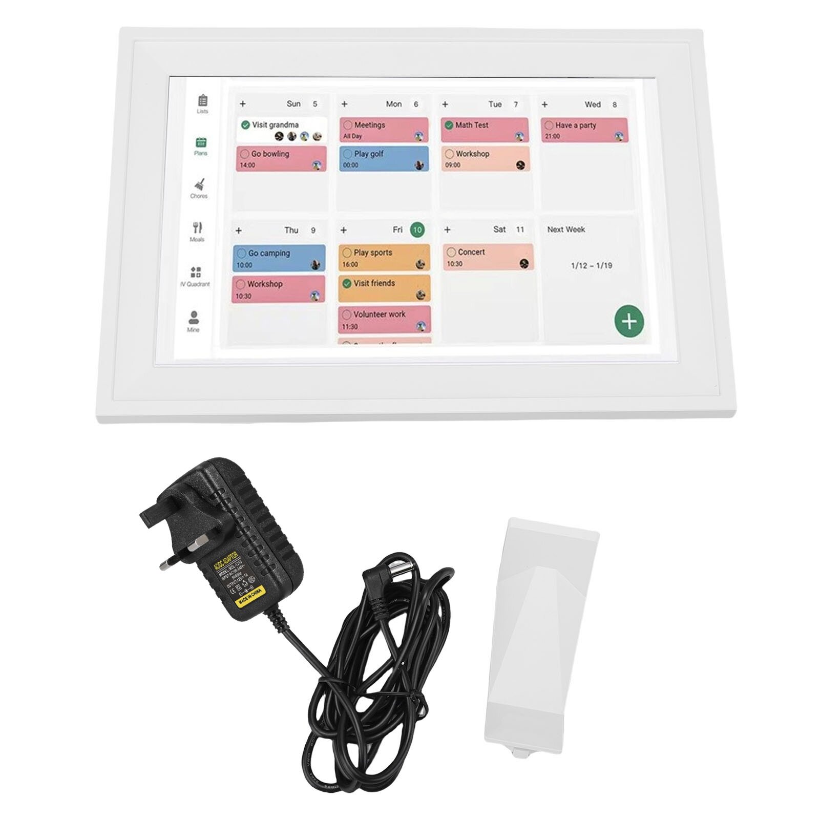 Цифровой календарь 15,6 дюймов, интерактивный сенсорный экран 1080p, Wi-Fi, электронный семейный планировщик, график домашних дел, вилка ГБ (100–240 В)