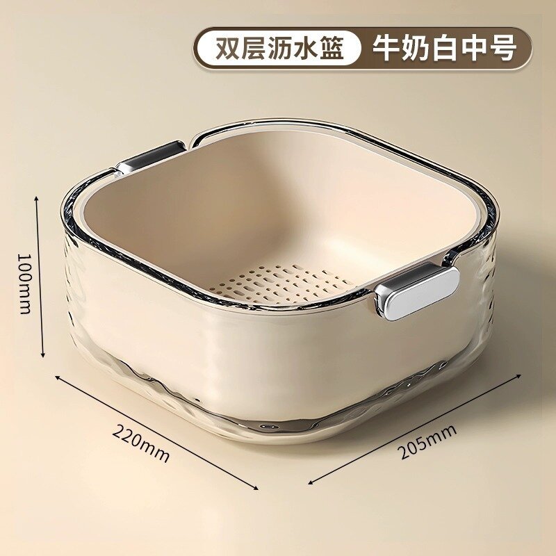 Корзина для слива воды из раковины, кухонная, для гостиной, домашняя, поднос для мытья фруктов, простая двухслойная пластиковая корзина для мытья овощей