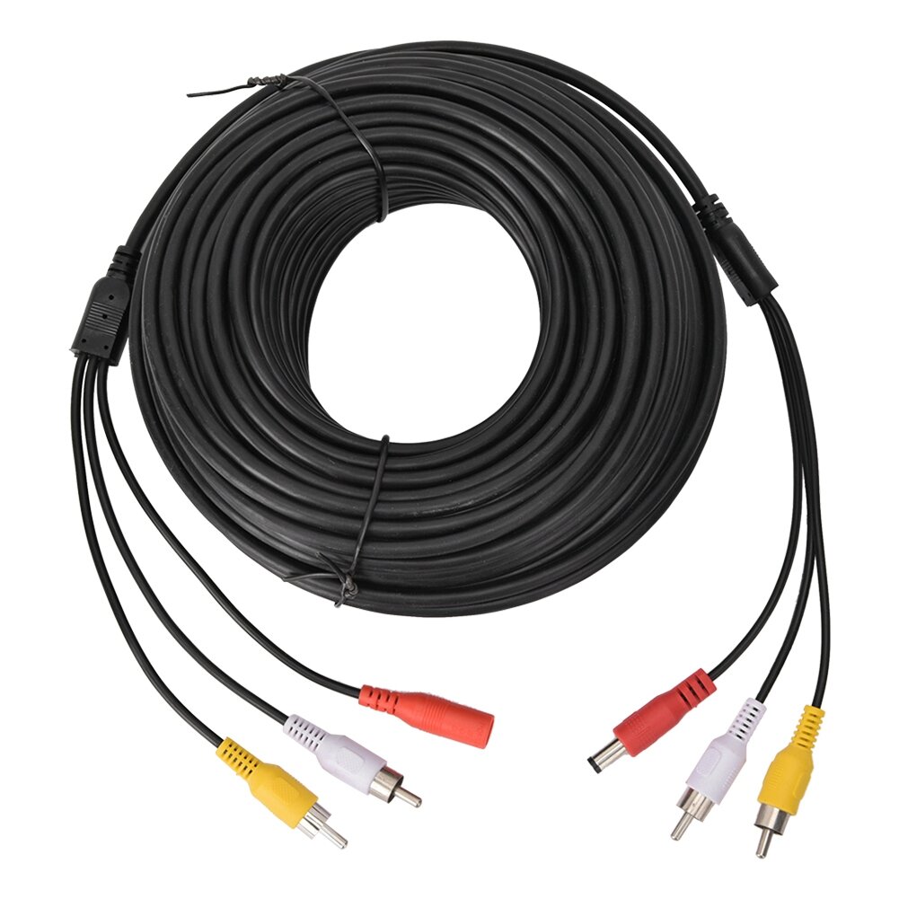 Удлинительный кабель 3 в 1 для аудио/видеосигнала, питания и монитора автомобильной камеры заднего вида (20 м)