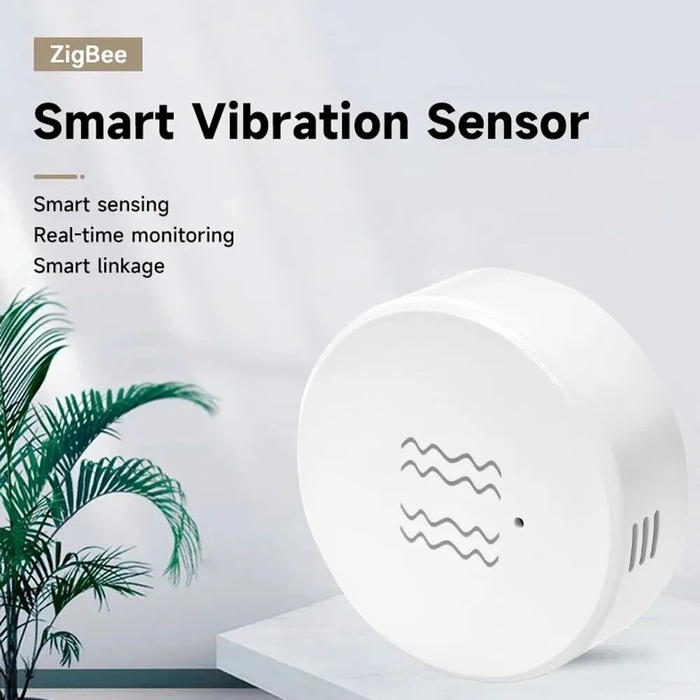Интеллектуальный датчик вибрации Tuya Zigbee распознает наклон датчика оси XYZ Приложение SmartLife в режиме реального времени уведомляет о движении, записывает сигнал тревоги при ударе
