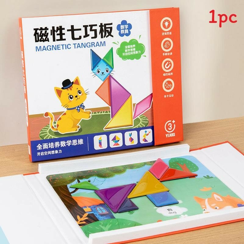 Kids wooden magnetic puzzle board for preschool learning and cognitive development