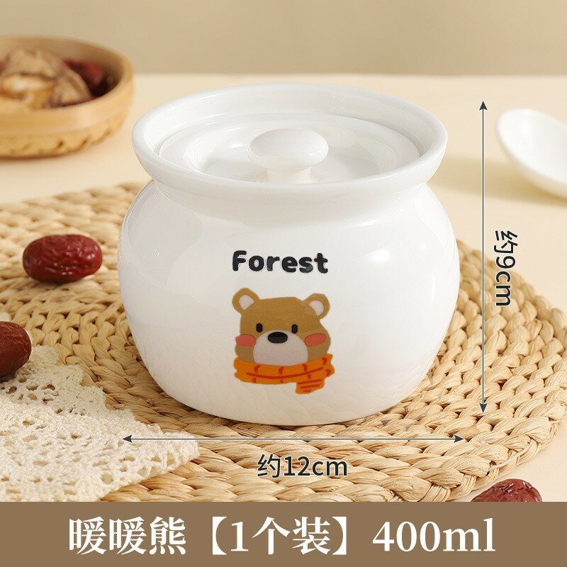 Керамическая кастрюля для тушения, кремового стиля, глиняная кастрюля для одного человека с крышкой, водонепроницаемая, устойчивая к высоким температурам керамическая глиняная кастрюля