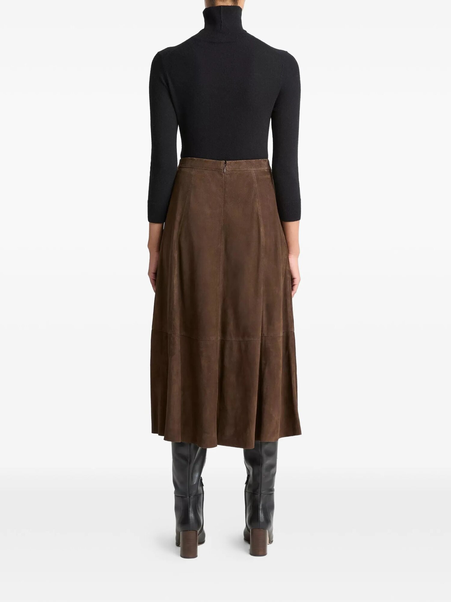 Юбка VINCE A-line flared midi skirt, размер 8, brown — фото 1