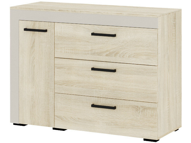 Комод трехъящечный с закрытой нишей - Дуб сонома/Кашемир ЛДСП