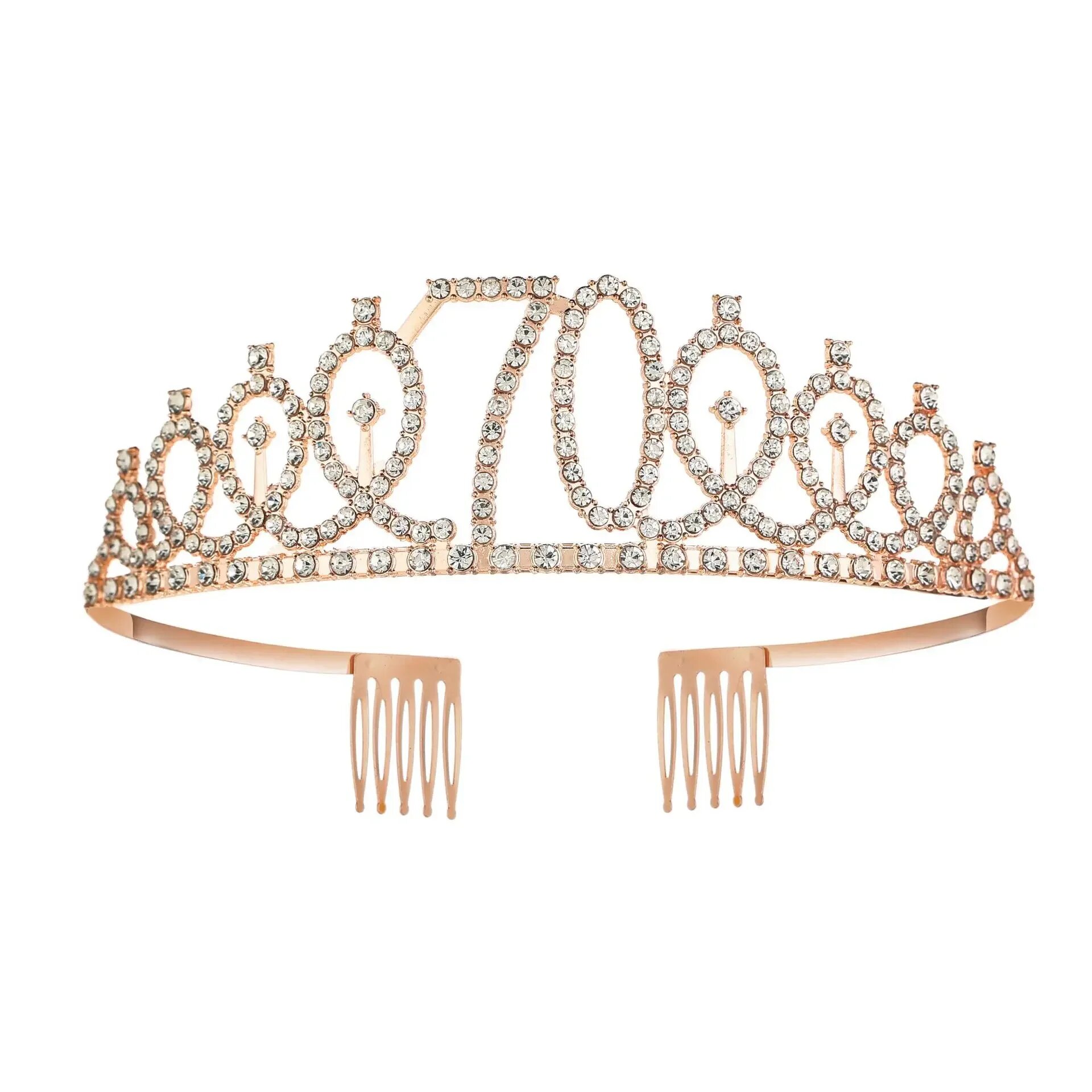 Корона с цифрой 70, хрустальная, цвет 70th New