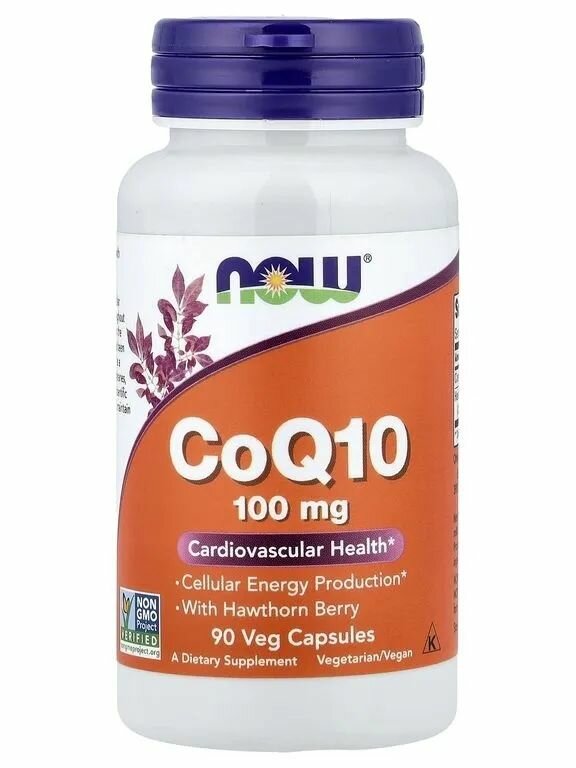Биологически активная добавка к пище "NOW Кофермент Q10, 100 мг" ("NOW Co Q10, 100 mg") (капсулы массой 640 мг10%) - 90 растительных капсул
